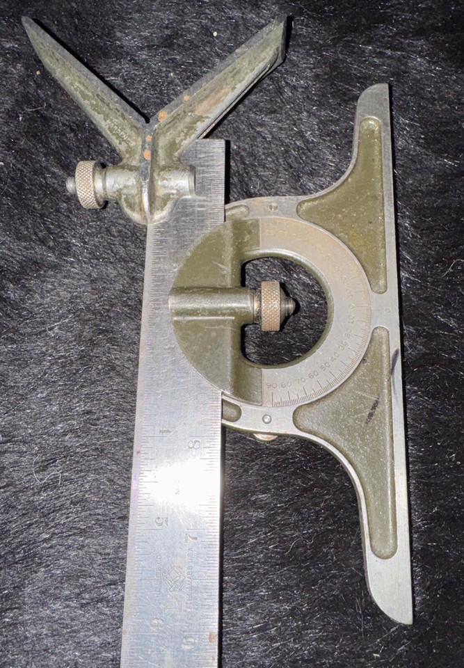 VINTAGE 4 Pc COMBINATION SQUARE SET No 4 Hardened Machinists Tool The L ...