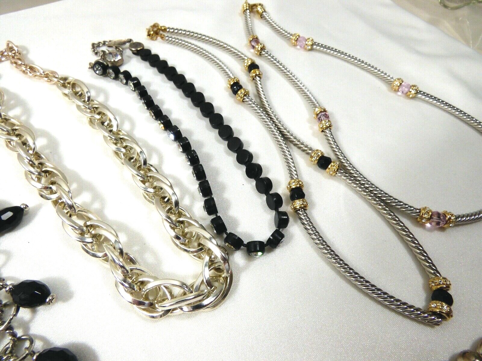 Lot of 8 fancy silver tone metal fashion multi style link chains ...