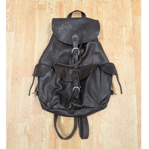 London Fog Dark Brown Leather Backpack Camping Travel Carry On Bag ...