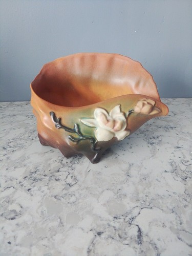 Roseville Pottery Magnolia Brown 1943 Conch Shell Planter Vase 453-6 ...