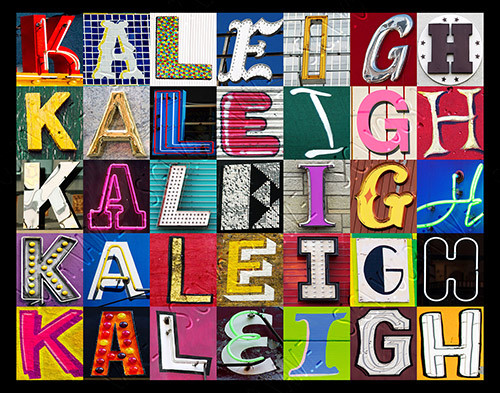 KALEIGH Name Poster featuring photos of actual sign letters | eBay