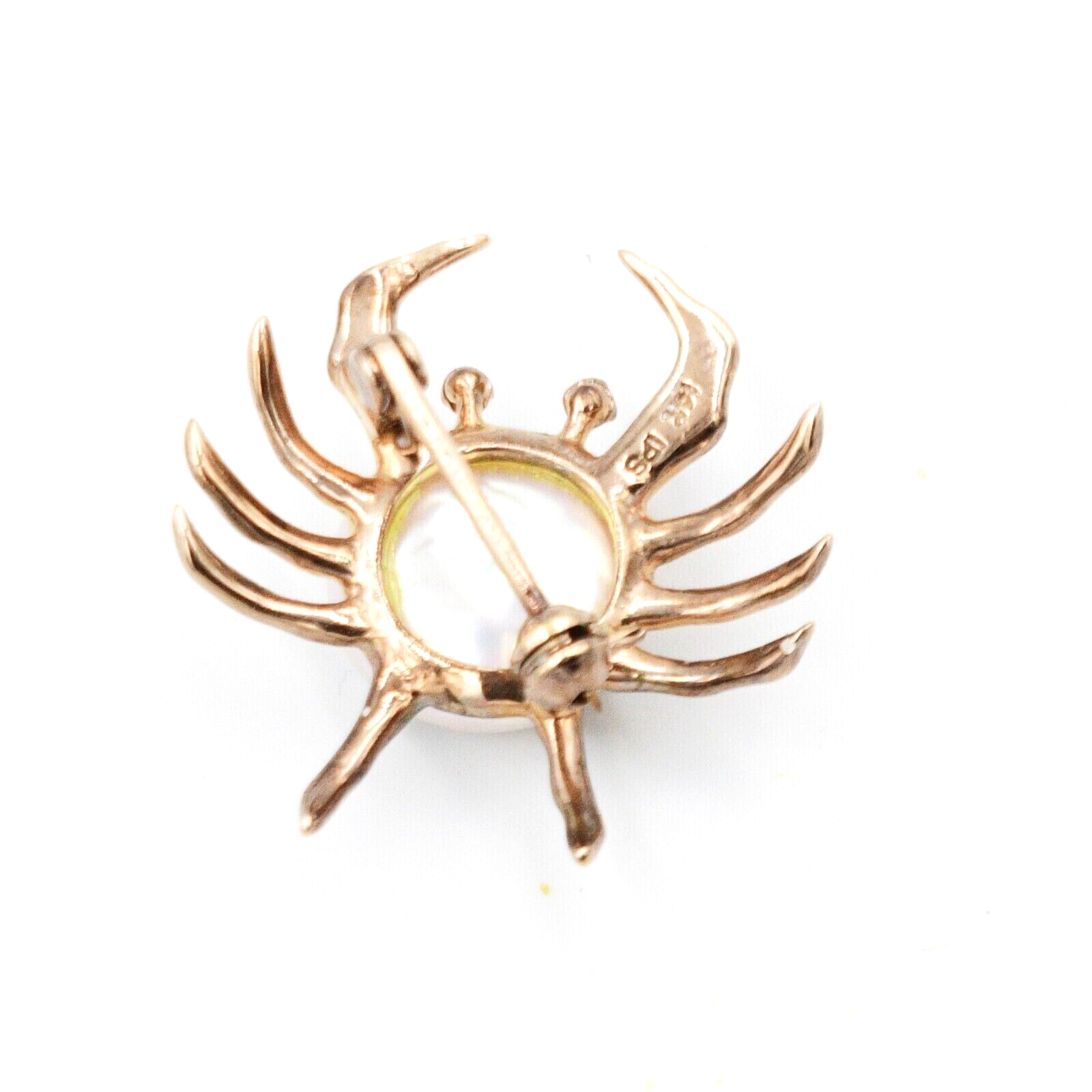 14k Yellow Gold Freshwater Pearl & Diamond Crab Animal Brooch/Pin | eBay