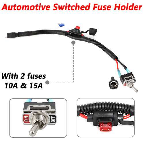 For Mini Blade Fuse Automotive Switched Fuse Holder Switch 10A 15A 2X ...
