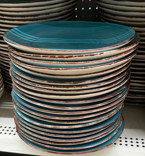 Lot Set 5 New Royal Norfolk Dinner Plate Turquoise Blue Swirl Stoneware ...