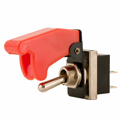 Flip Up Aircraft Style 25 Amp Toggle Switch With Red Cover Race/Rally ...