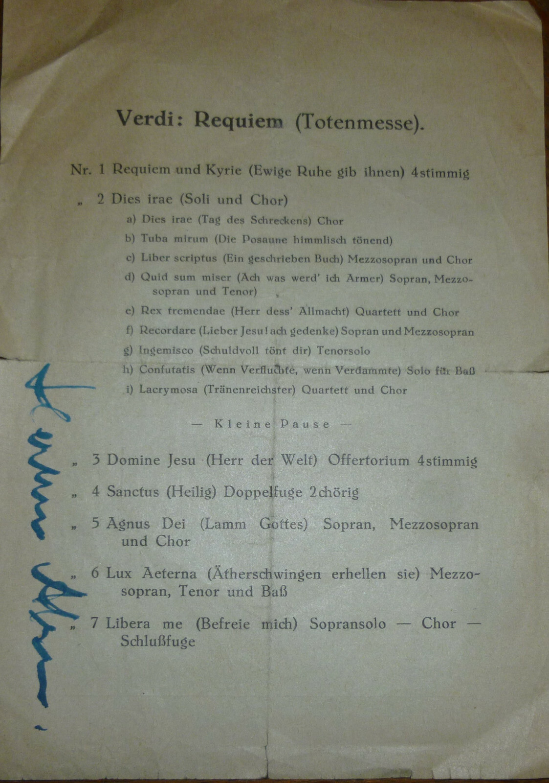 VERDI Requiem GIOVANNI DI BELLA - HERBERT ALSEN hand bill Wien1942 ...