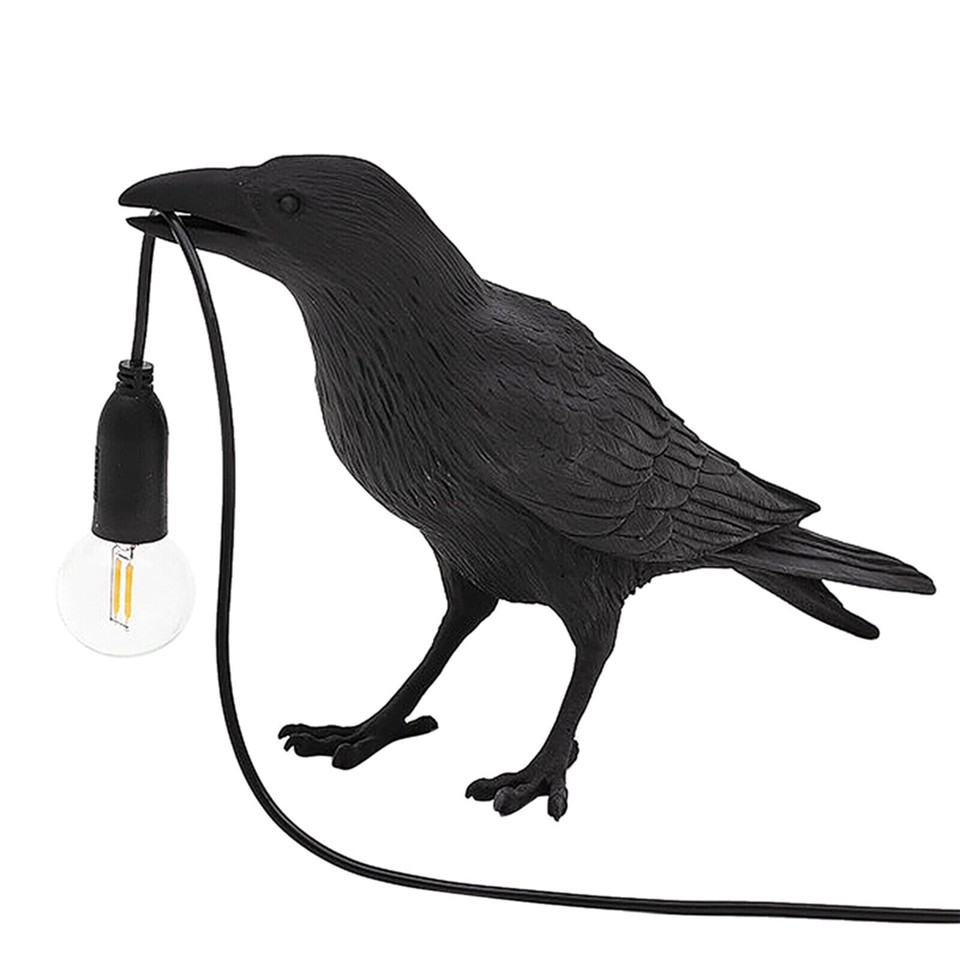 Wall Light Resin Lucky Bird Crow Wall-Lamp Bedside Raven Plugin Wall ...