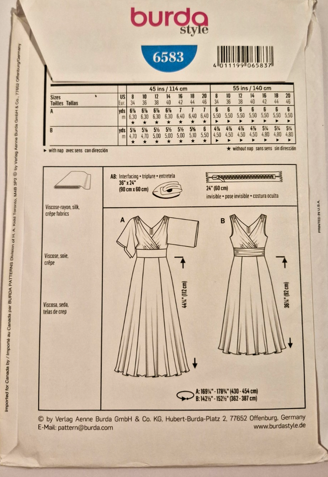 Ladies Dress Robe - Burda Style Sewing Pattern 6583 - Size U.S 8 - 20 ...