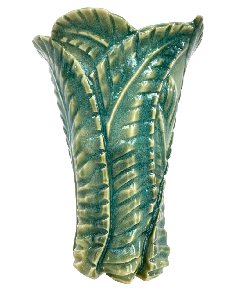 Green Palm Tree Raised Leaves 5 1/2" tall ceramic vase | eBay