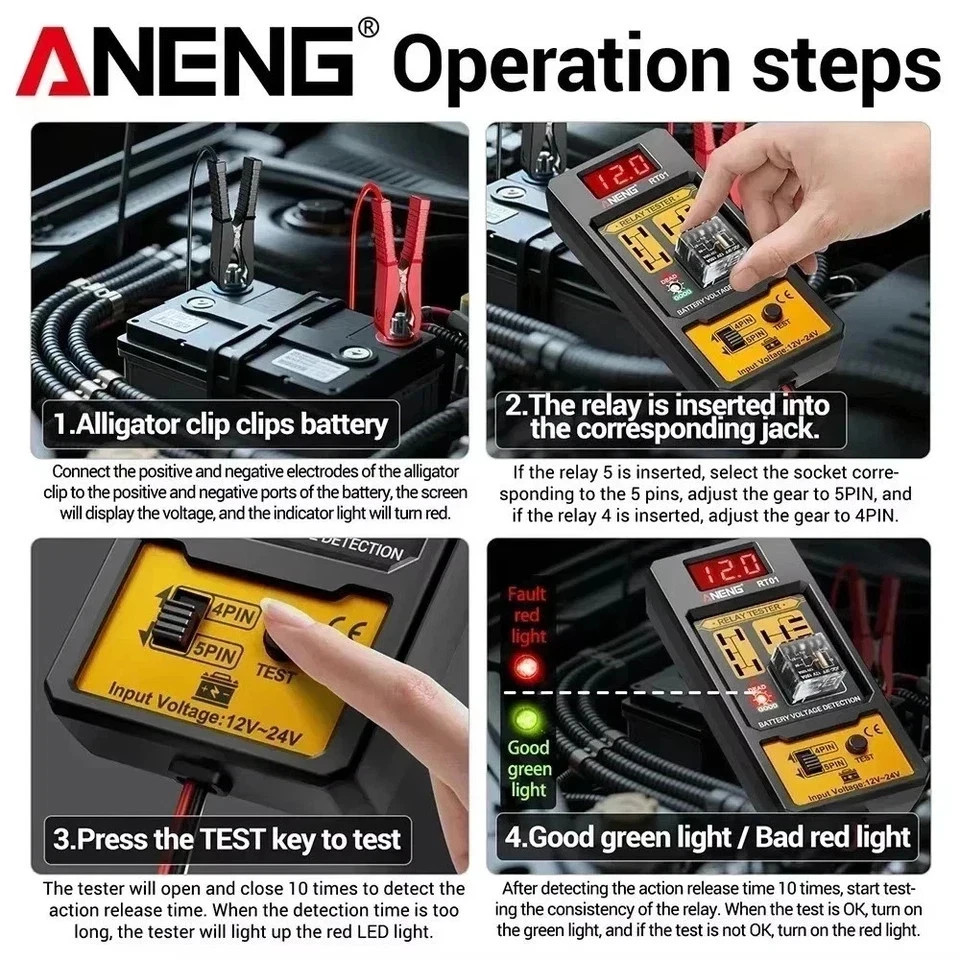 ANENG Universal Car Relay Tester Voltage Tester RT01 11-25V ar Battery ...