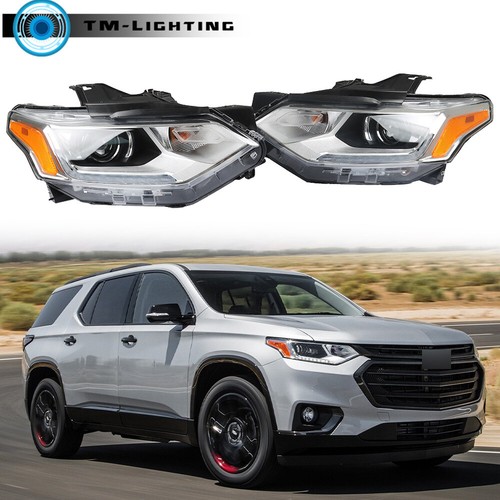 Pair Headlights For Chevy Traverse 2018-2021 HID/Xenon LED DRL Chrome ...