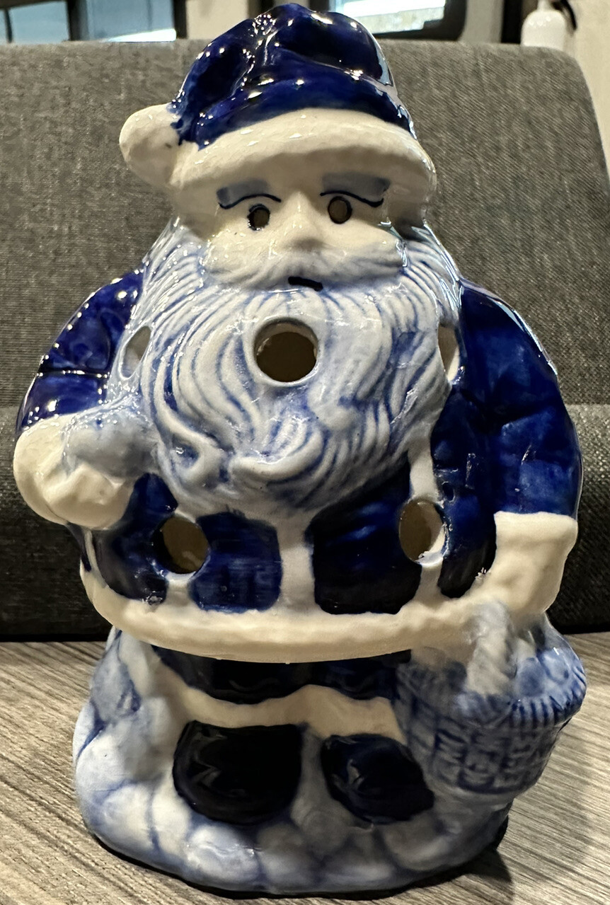 Delft Blue Santa Votive Candle Holder Hand Painted 5.5 Inch | eBay
