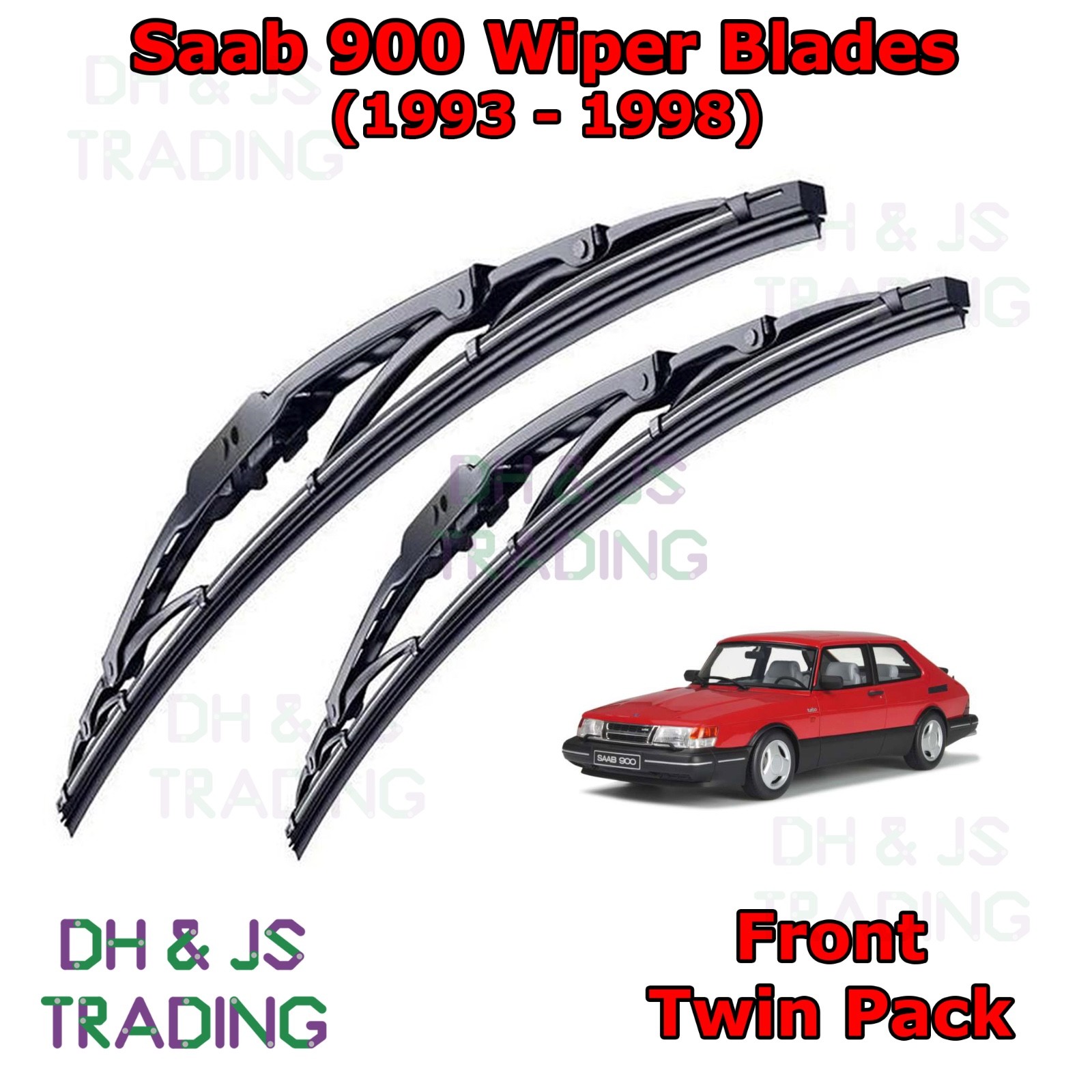 (93-98) For Saab 900 Front Wiper Blades Windscreen 21" 21" Hook Type ...