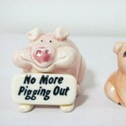 Vintage Small Pig Figurines One saying "No More Pigging Out" 2 Piece ...