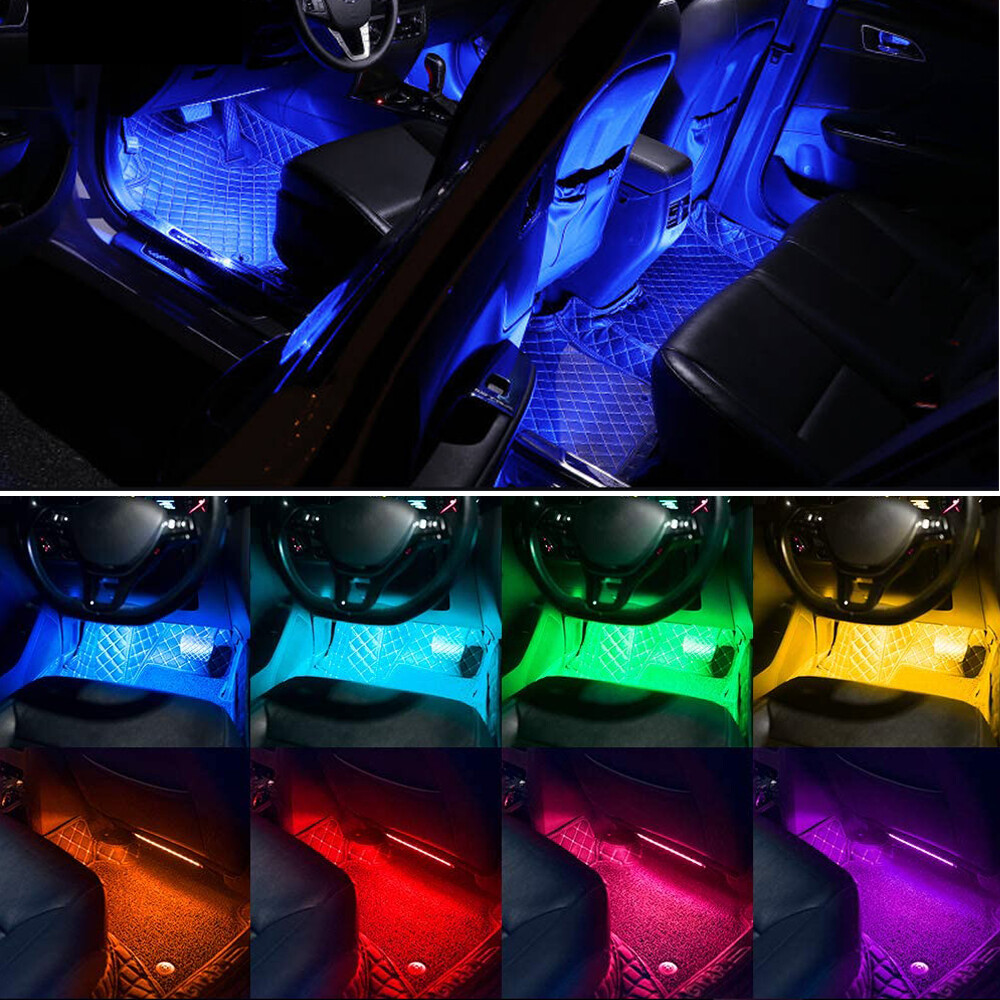 RGB LED Lights Wireless Under Dash Car Atmosphere Interior Strip Neon ...