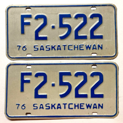 PAIR 1976 Saskatchewan Farm License Plates F2-522 (Farm Truck) | eBay