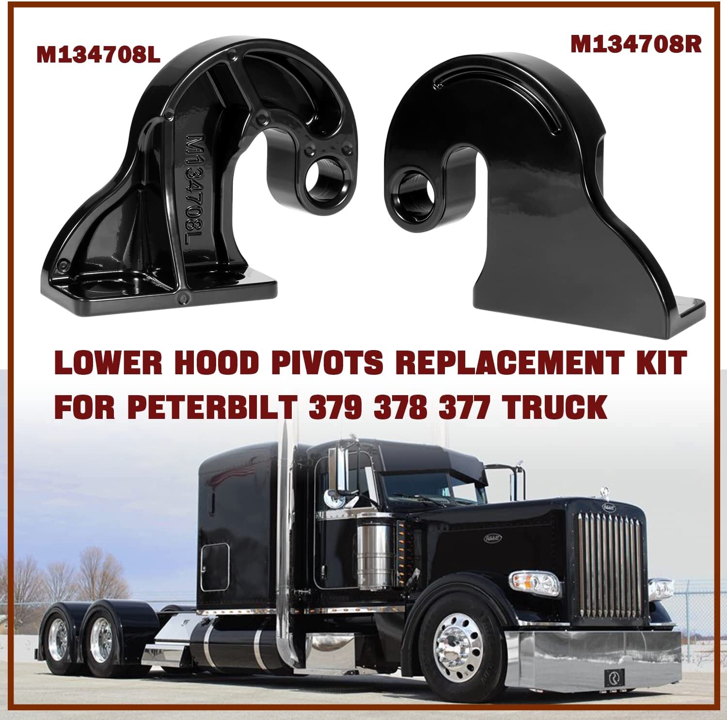 Left + Right Side Lower Hood Pivot for Peterbilt 377 378 379 13-04708R ...