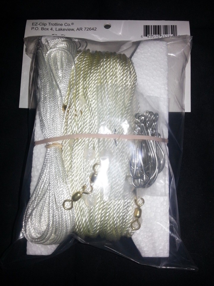 EZ Clip Trotline with Clips/Catfish Fishing Trot Line/Setline/Hooks ...