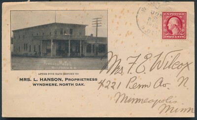 1912 Peerless Hotel Cover, Wyndmere, North Dakota, Lady Proprietress | eBay