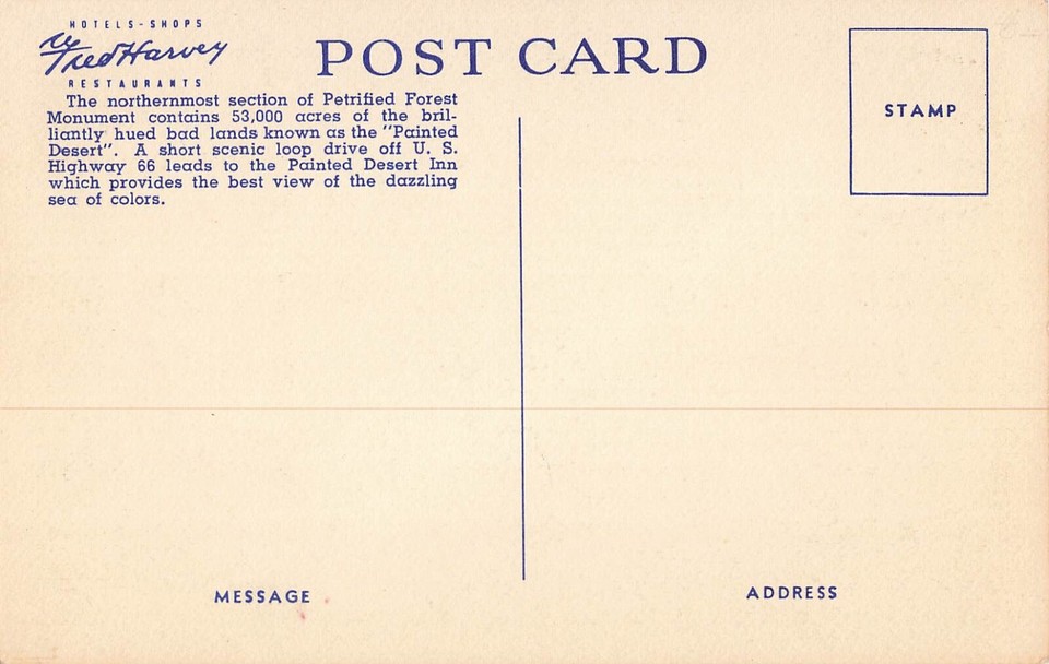 Petrified Forest, AZ Postcard Painted Desert Inn Route 66 Harvey c 1938 ...
