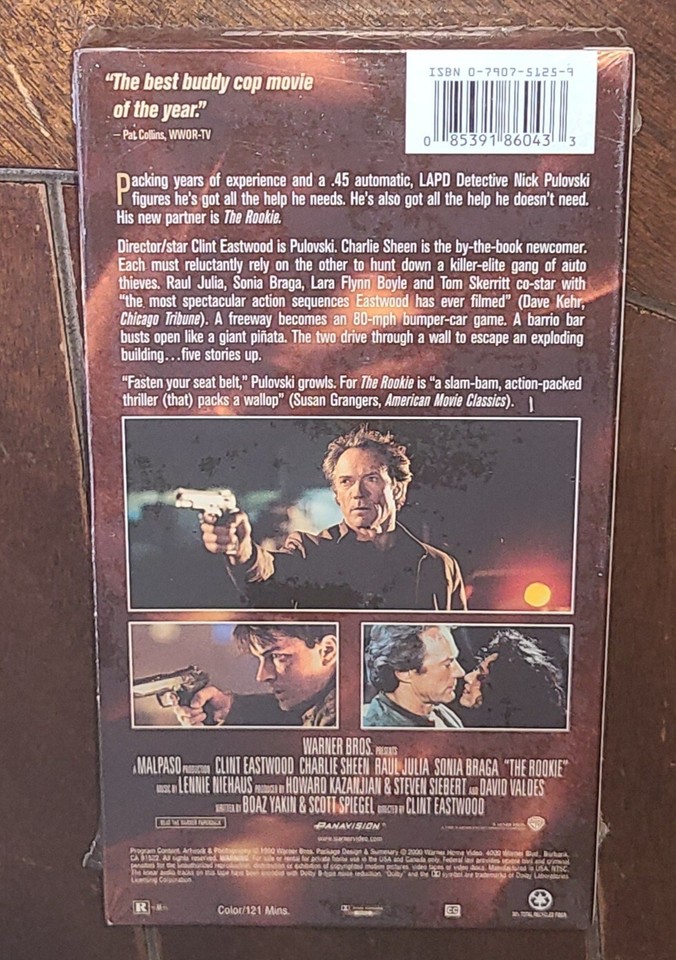 The Rookie (VHS, 2000, Warner Bros.) Clint Eastwood/Charlie Sheen/Raul ...