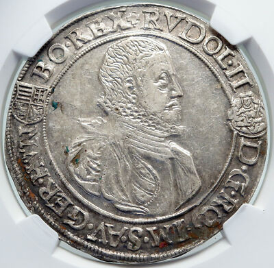 1582 HUNGARY King RUDOLF II Crowned Eagle Antique Silver Taler Coin NGC ...