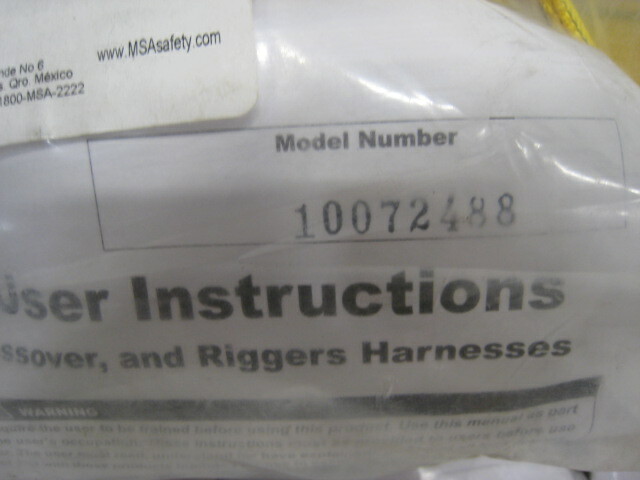 MSA Workman Vest Style Pullover Crossover and Riggers Harness XL ...