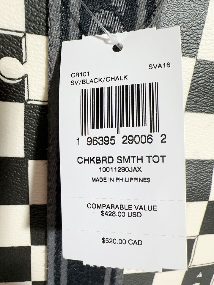 NWT Coach Smith Tote With Checkerboard Print CR101/Signature Denim opt ...