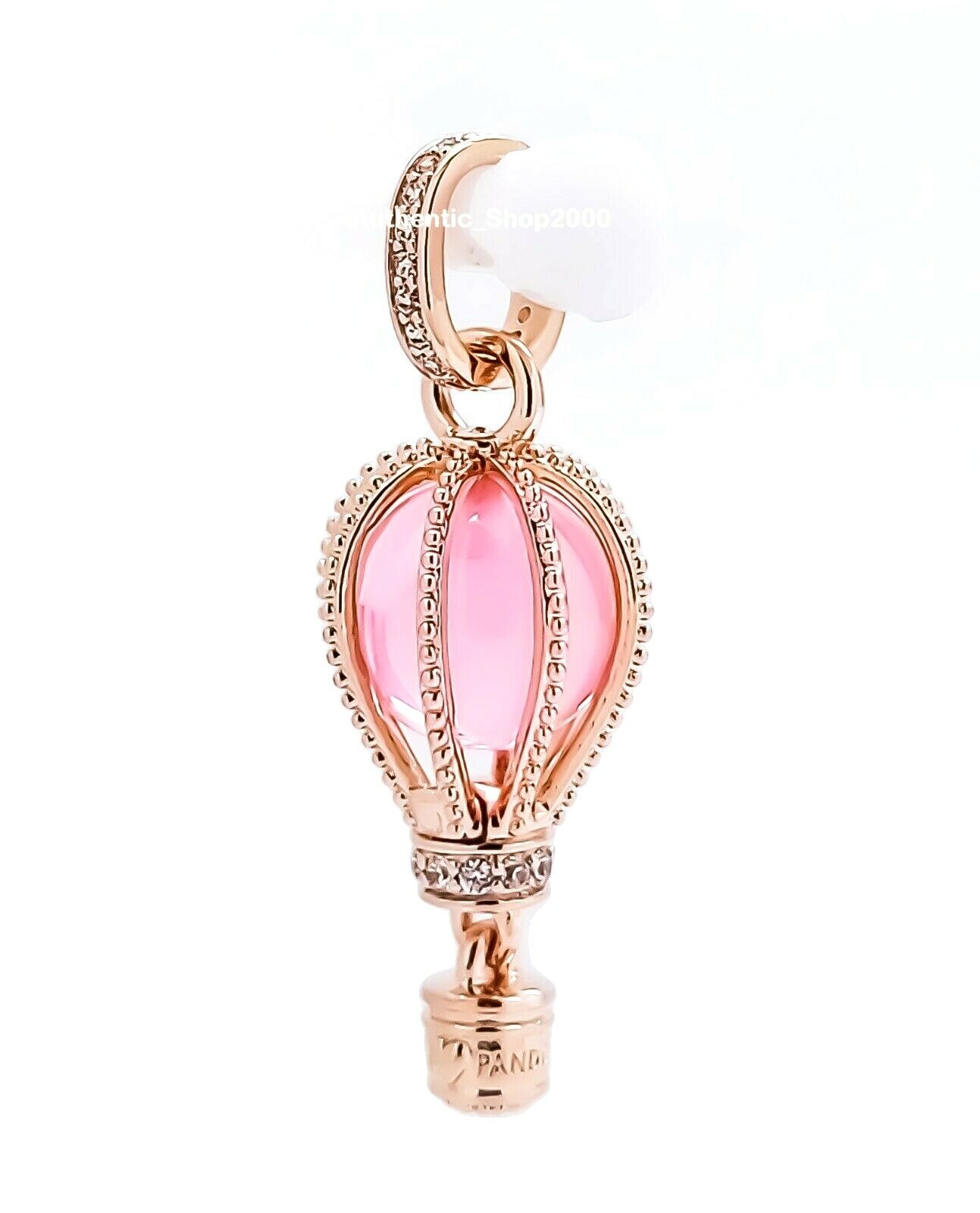 New 100% PANDORA Rose Gold Sparkling Pink Hot Air Balloon Dangle Charm ...
