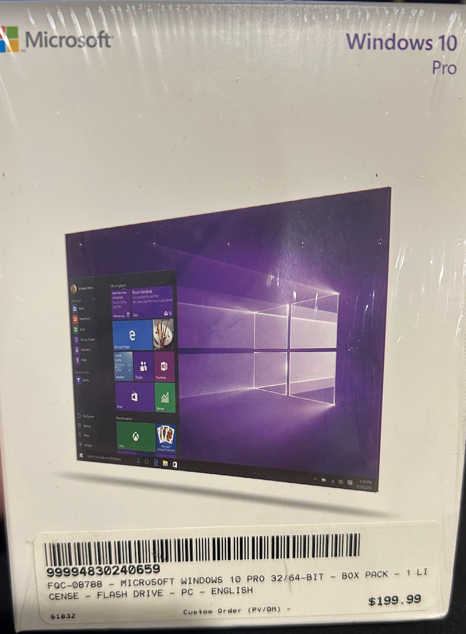 Microsoft Windows 10 Pro Retail License 32/64 Bit Flash Drive (FQC ...