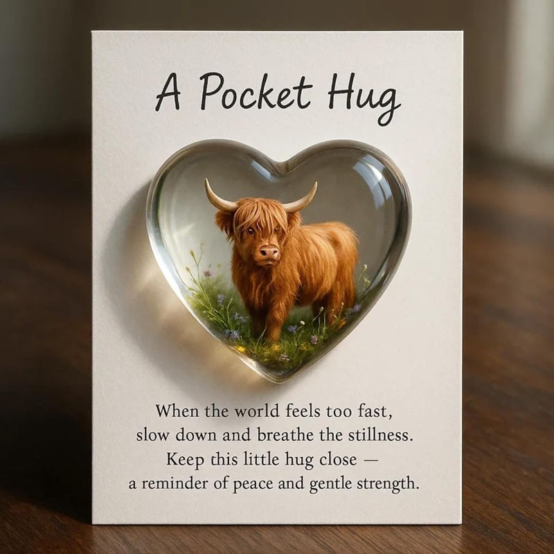 A Pocket Hug Highland Cow, Heart Highland Cow Token | eBay UK