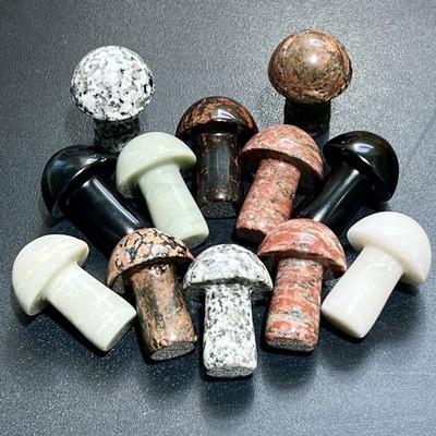 Assorted Mixed Crystal Mineral Large Mushrooms Gemstone Carving Decor ...