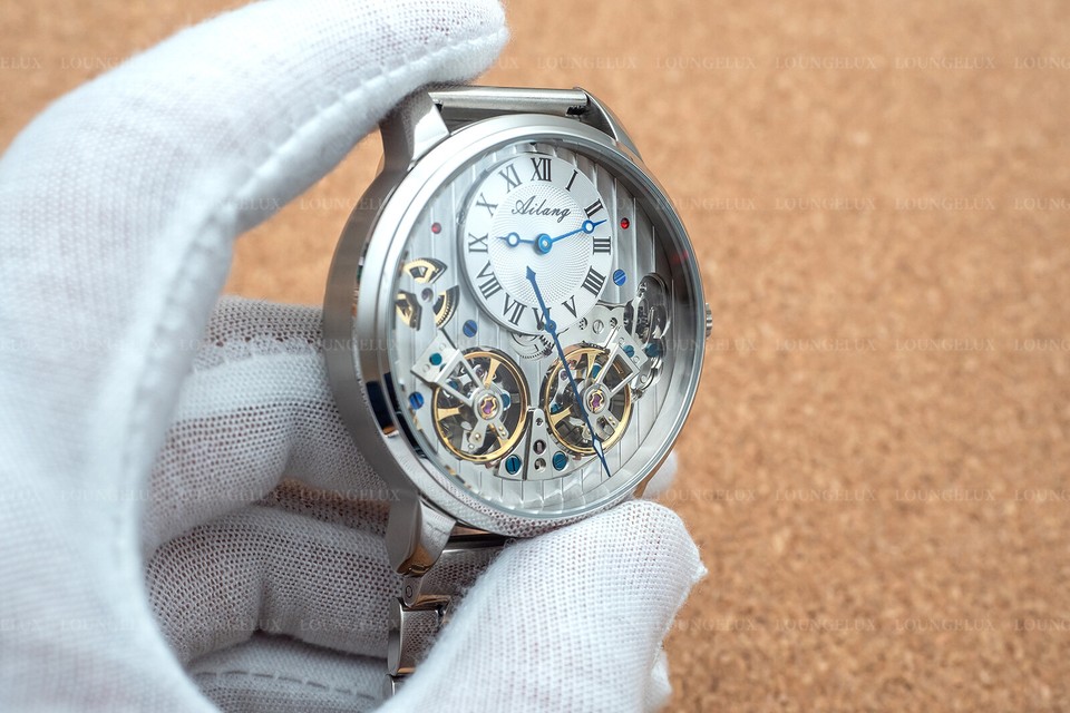 Mens Double Flywheel Automatic Mechanical Watch Silver White Stainless ...