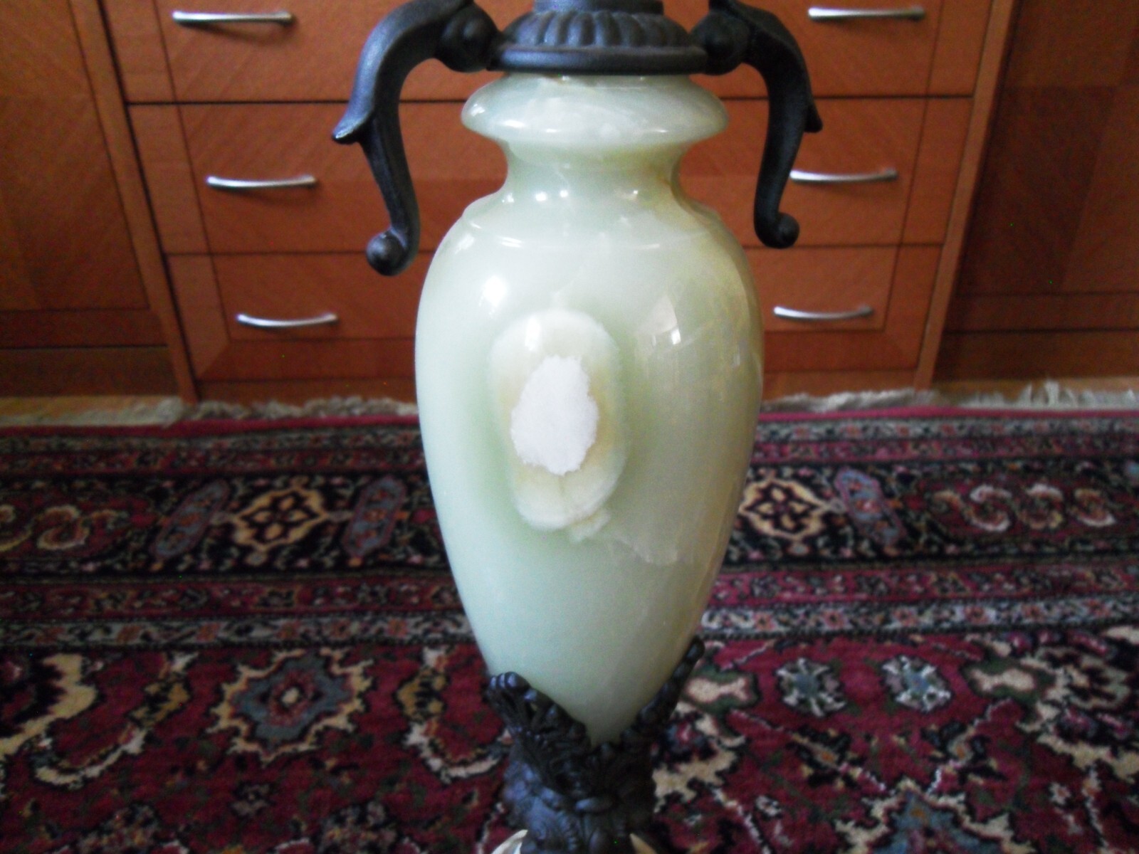 ANTIQUE MARBLE AND AGATE STONE LAMP WITH CAST IRON | eBay