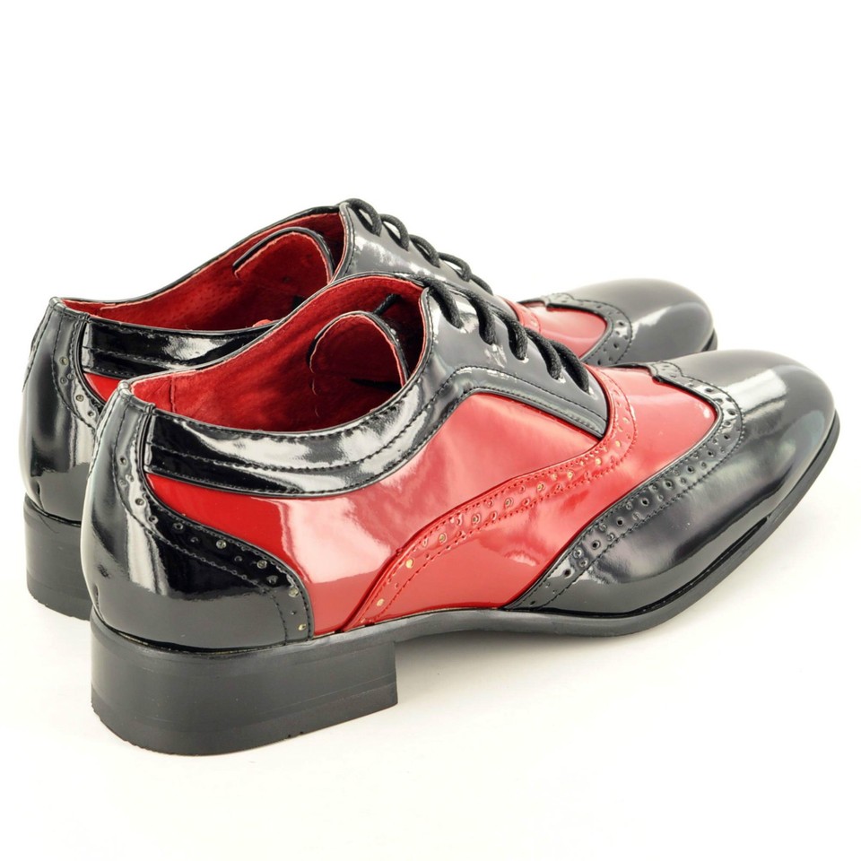 New Mens Dance Shoes Black Red White Brogue Spats Leather Lined in UK ...