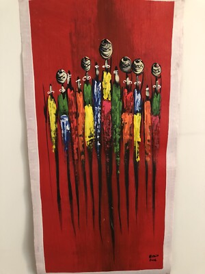 West African Abstract Modern Art, Oil On Canvas “The Village Women ...