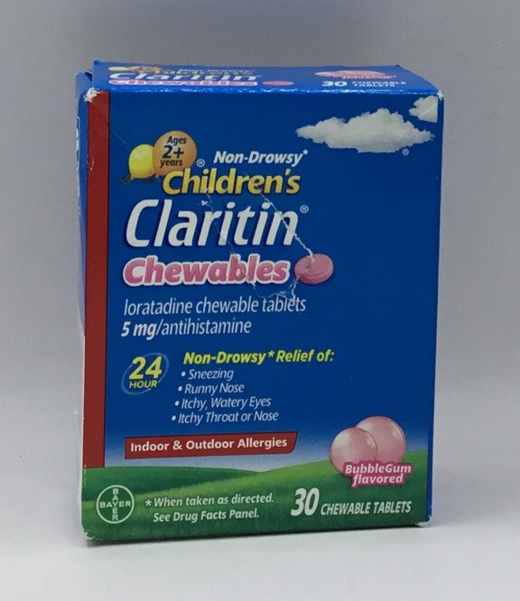 Claritin Children's Chewables 5mg Antihistamine Bubble Gum 30 Tabs "Exp ...