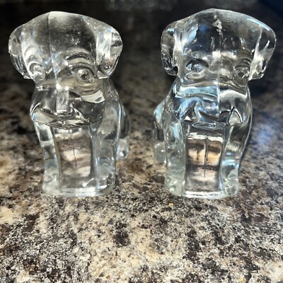 Federal Glass MOPEY DOG #2565 Set Of Two Pooch Candy Container ~ Clear ...