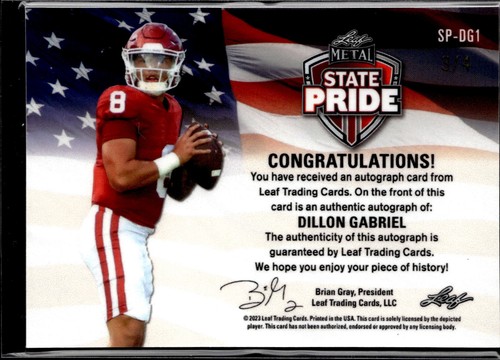 2023 Leaf Metal Dillon Gabriel State Pride Autograph Kaleidoscope Blue ...