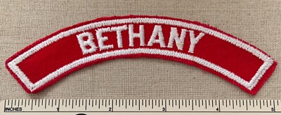Vintage BETHANY Boy Scout Red & White Community Town Strip PATCH RWS ...