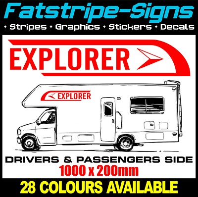 EXPLORER MOTORHOME CARAVAN GRAPHICS STICKERS DECALS CAMPER DAY VAN RV ...