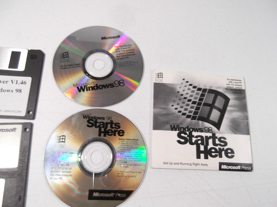 Microsoft Windows 98 CD Boot Disk Driver Book lot Product Key Dell | eBay