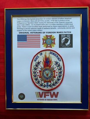 RARE VETERANS OF FOREIGN WARS PATCH ORIGINAL CUSTOM FRAMED ONE OF A ...