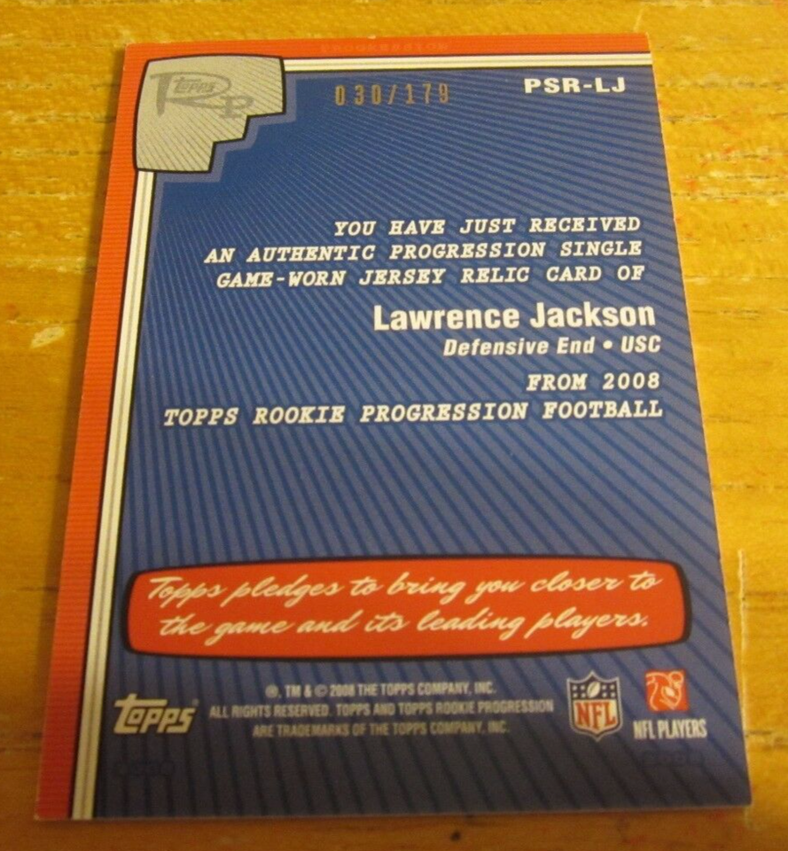 Lawrence Jackson 2008 Topps Rookie Progression Game Worn Jerseys Silver ...