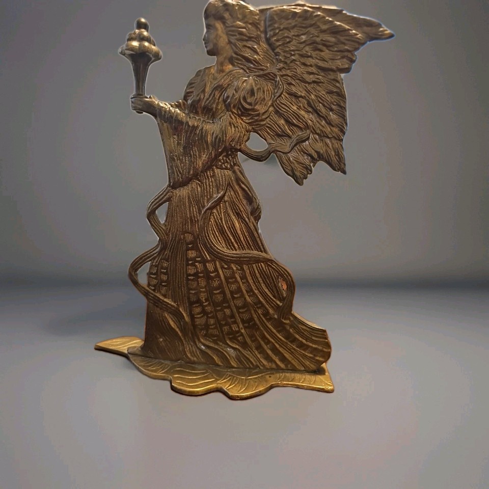 Vintage Solid Brass Angel Figurine Statue India 9” Ornate Detail (B5 ...