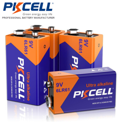 4x 9 Volt Batteries PP3 9V 6LR61 MN1604 6LP3146 Alkaline For LCD Metal ...