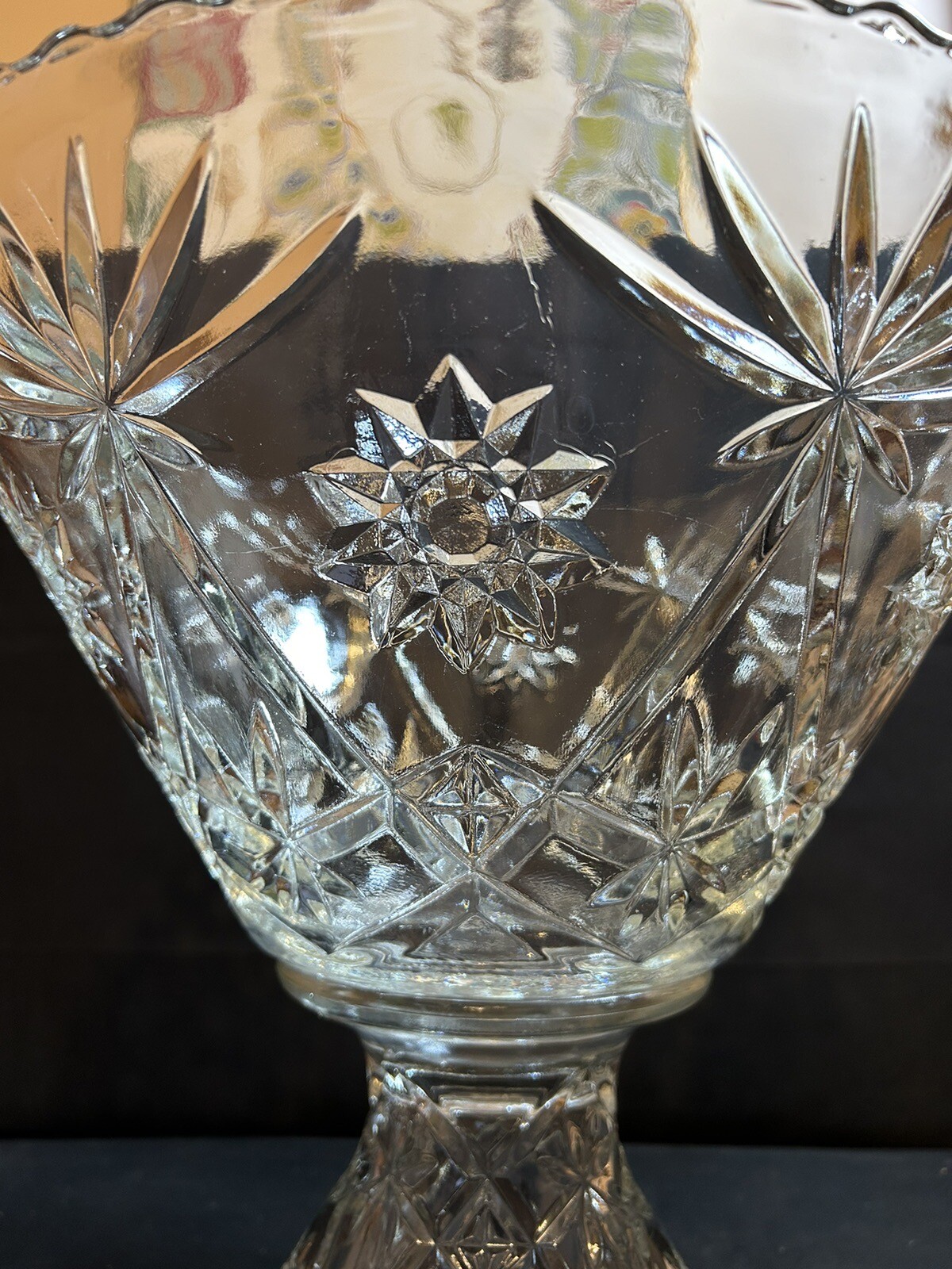 ANCHOR HOCKING Punch Bowl And Pedestal Stand Set EAPC Precut Star of ...