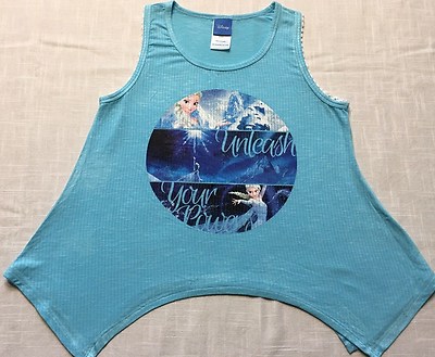 "NEW" DISNEY FROZEN Elsa Tank Top, T-Shirt Light Blue Girl's Size L 10 ...