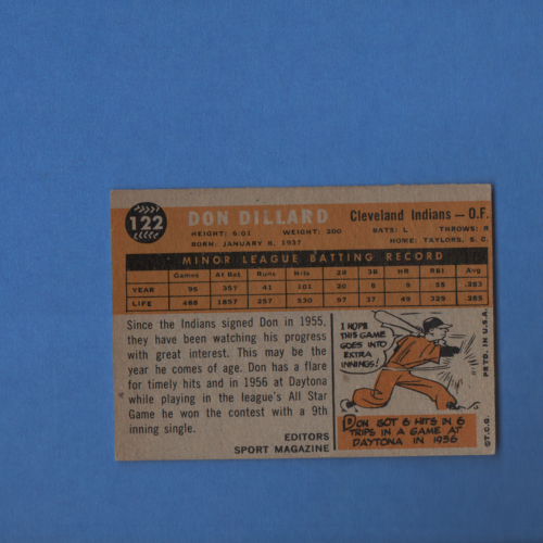 1960 TOPPS CLEVELAND INDIANS # 122 DON DILLARD ROOKIE NM | eBay