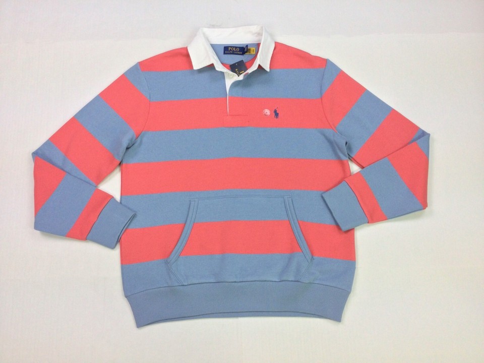 Polo Ralph Lauren Multi-Bold Striped Hybrid Fleece Rugby Shirt Sweater ...